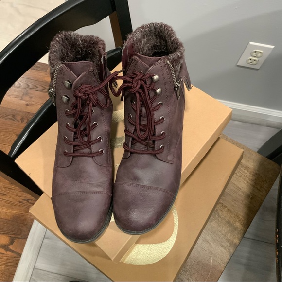 SO | Shoes | Maroon Combat Boots | Poshmark